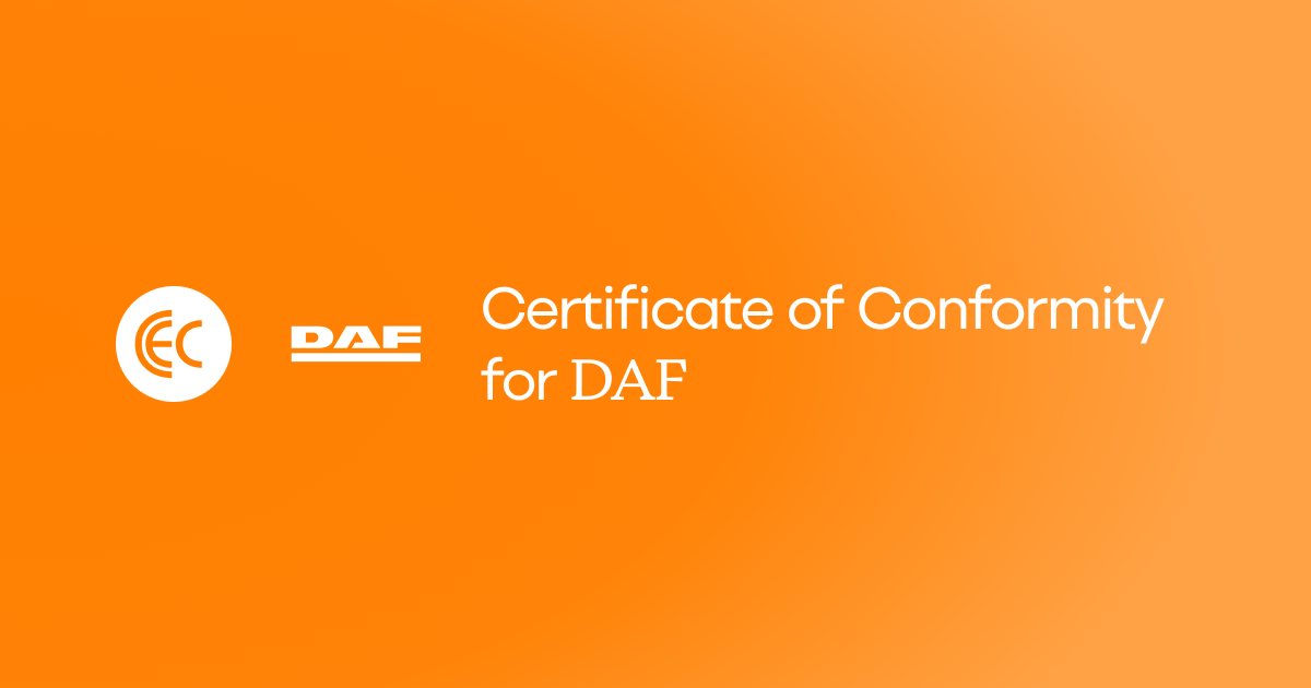 DAF Certificate of Conformity | DAF COC | 100% Official
